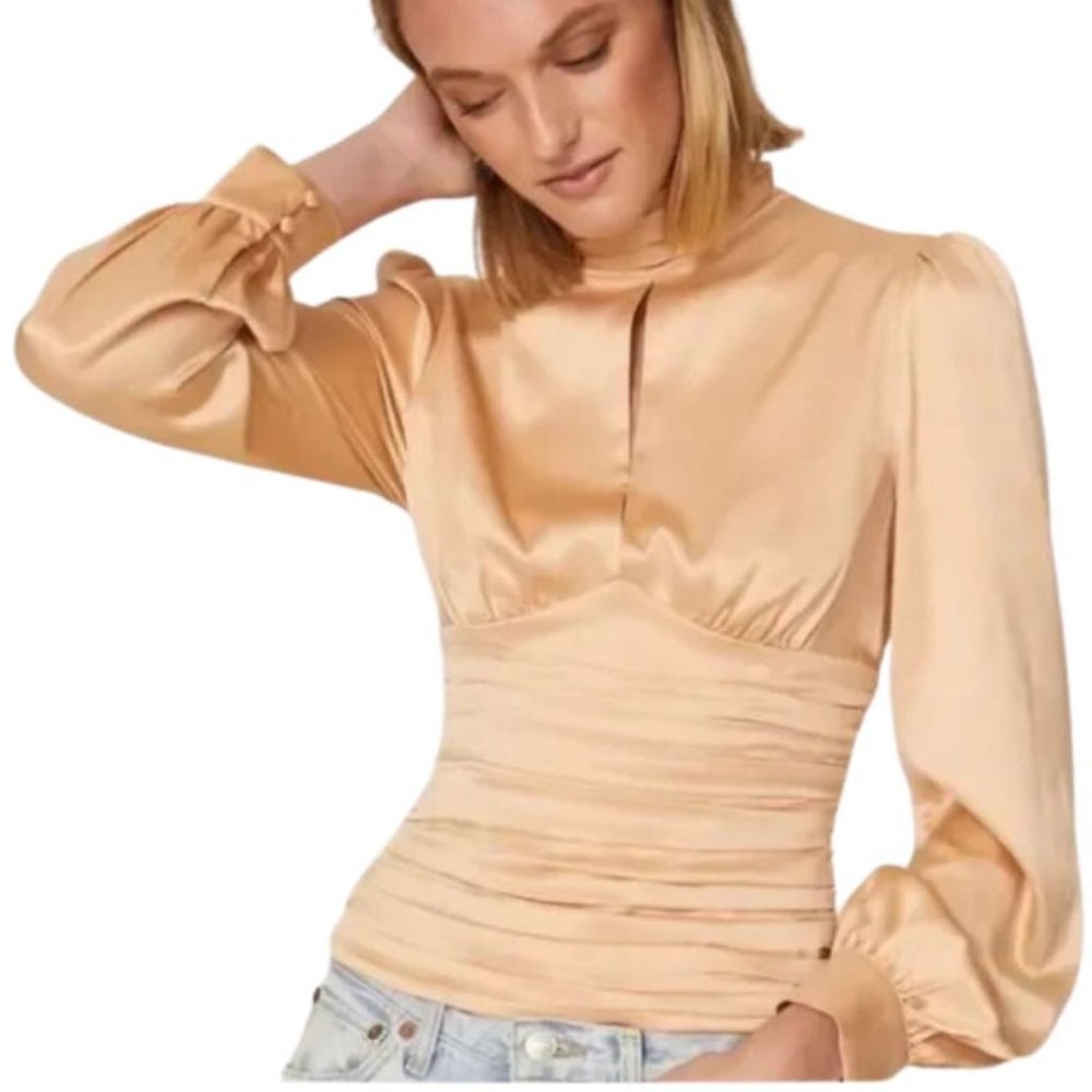 Badgley Mischka Rose Gold Satin Blouse - Gem
